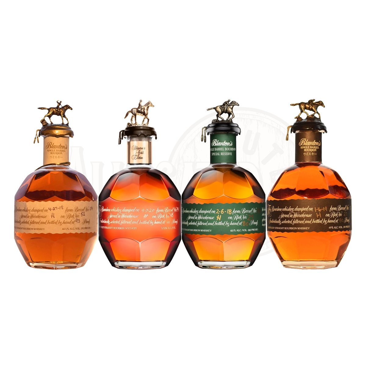Blanton's Red Label, Gold Label, Green Label, and Black Label Bundle ...