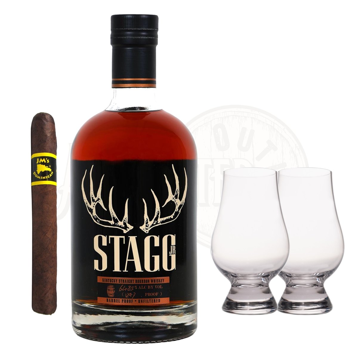 Stagg Jr. Kentucky Straight Bourbon with Glencairn Set & Cigar Bundle ...